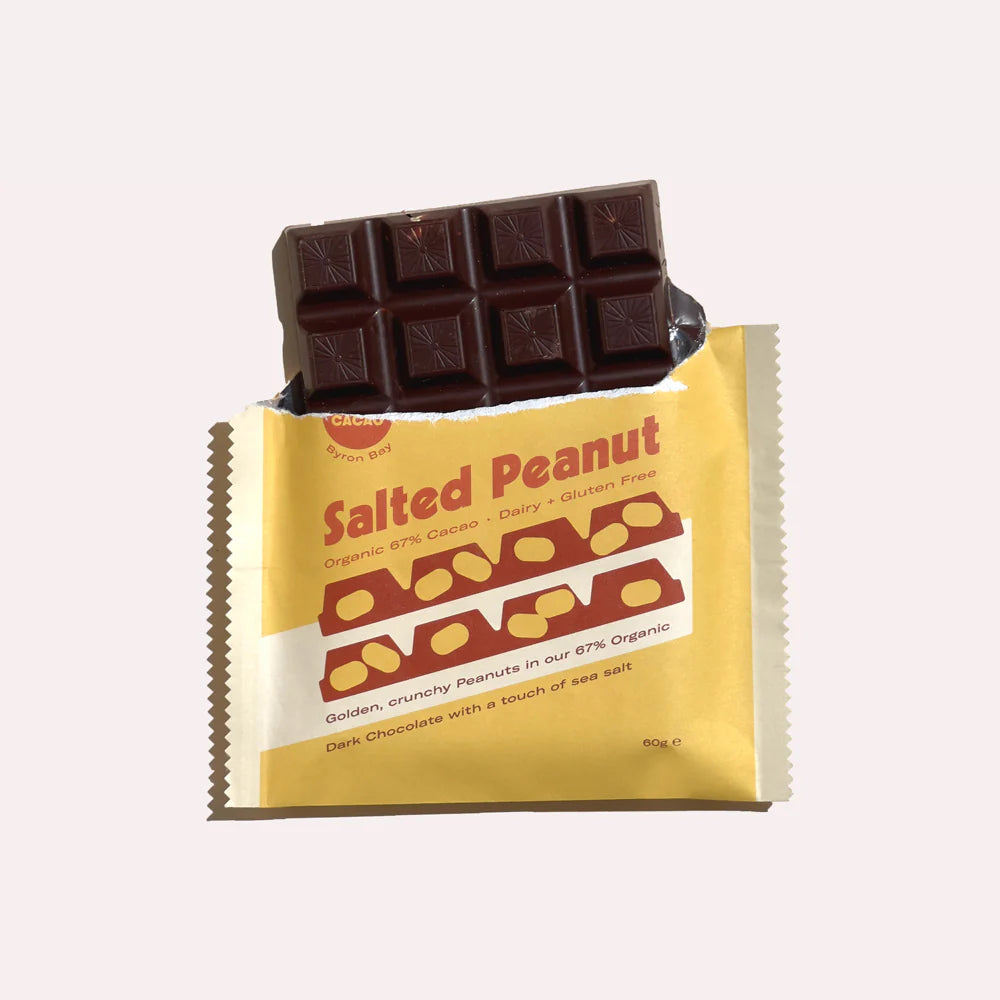 Chow Cacao Dark Chocolate Block 60g - Salted Peanut – La Vida Vegan