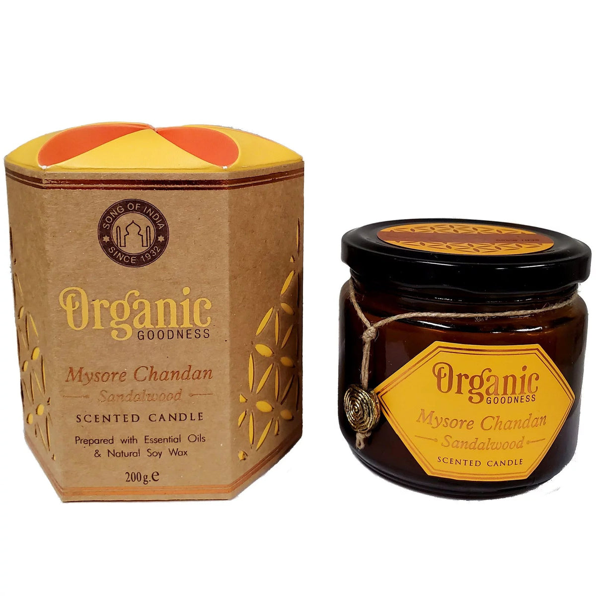 Organic Goodness Natural Soy Wax Candle 200g - Mysore Chandan Sandalwo ...