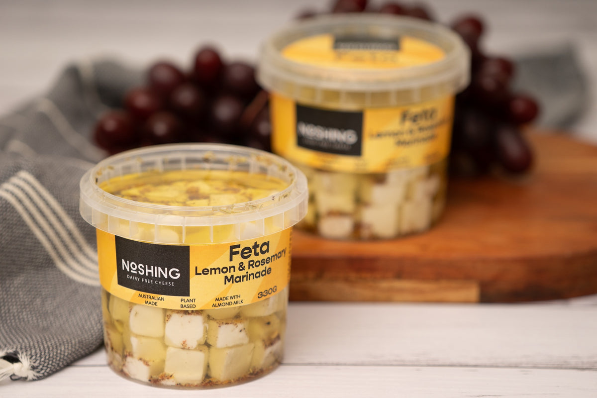 Noshing Lemon & Rosemary Marinated Feta 330g – La Vida Vegan