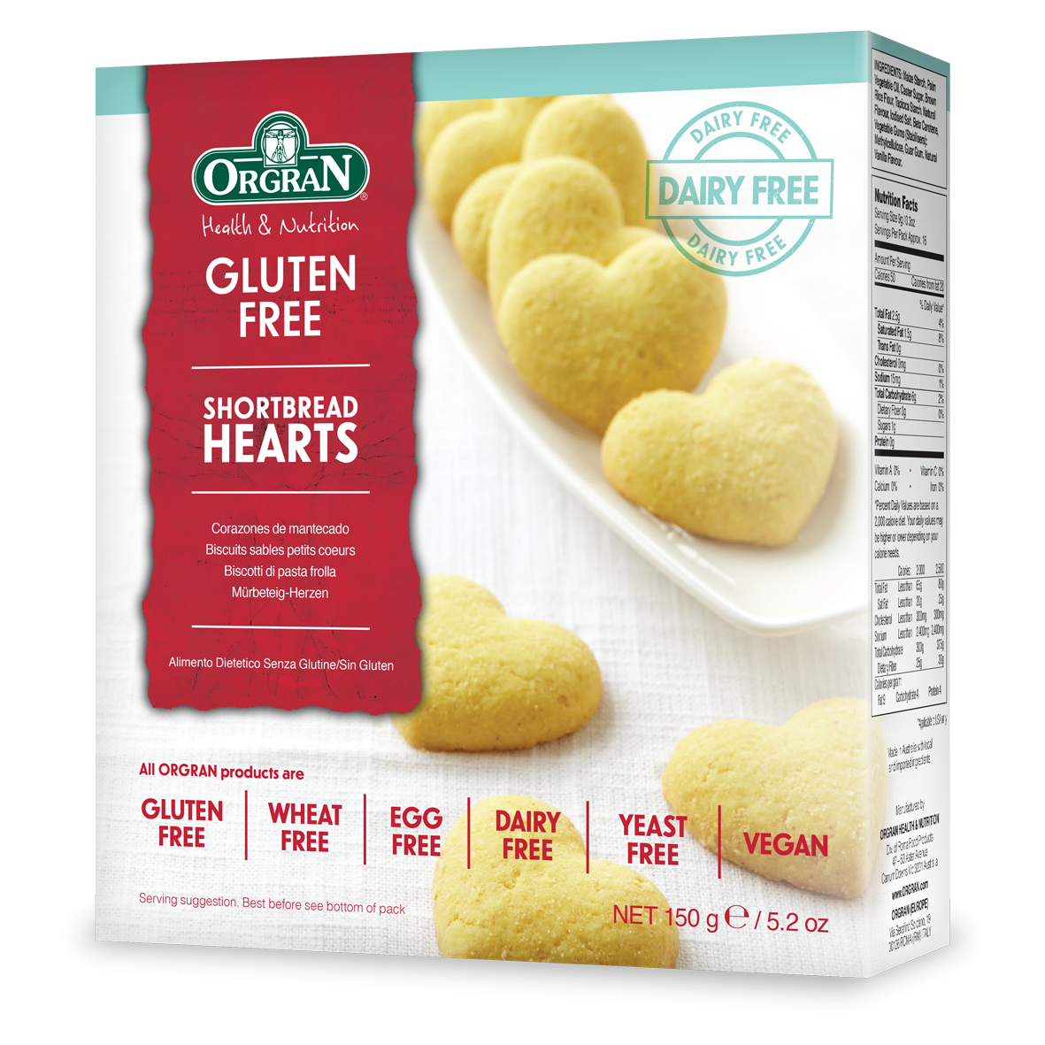 Orgran (GF) Shortbread Hearts 150g – La Vida Vegan